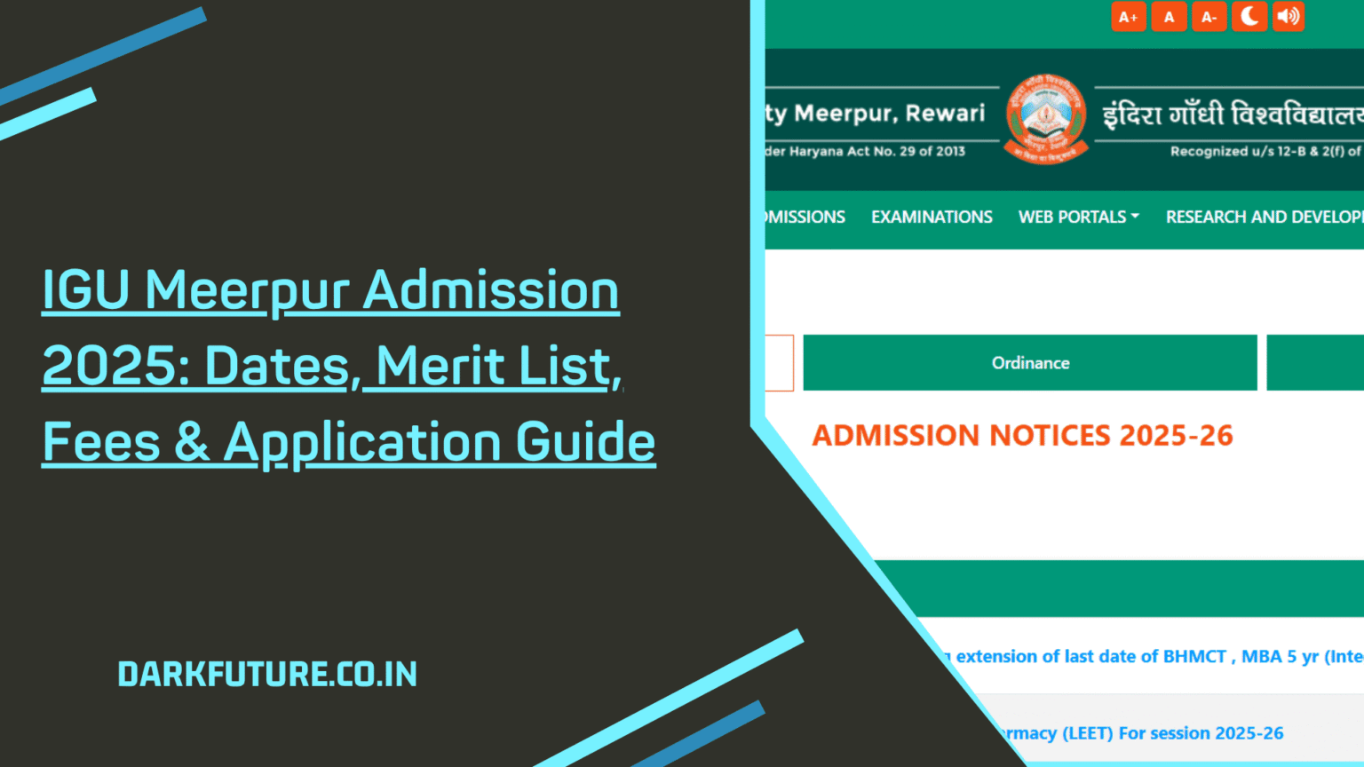 IGU Meerpur UG Admission 2025: Dates, Merit List, Fees - Dark Future